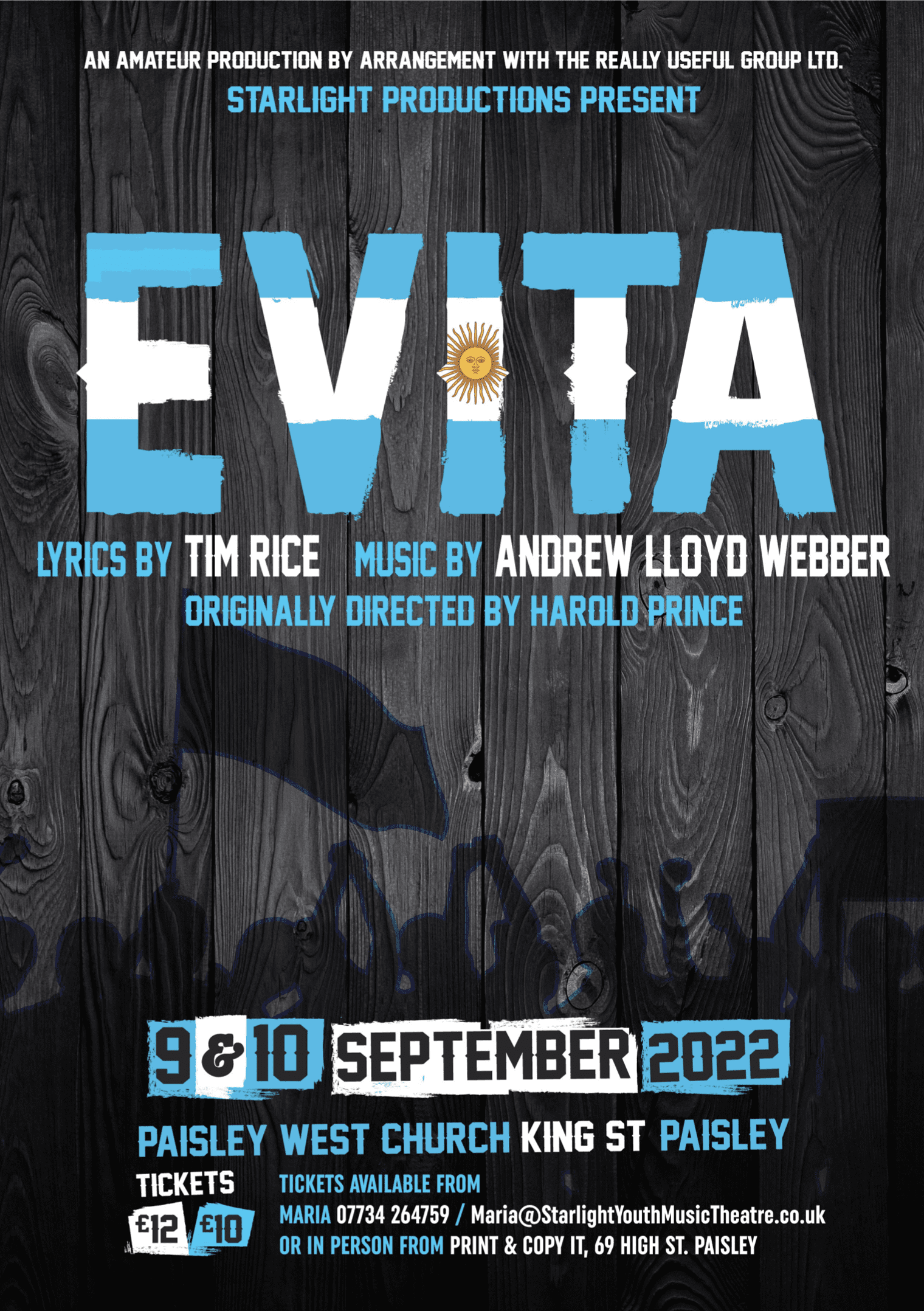 Starlight Productions Present EVITA – Paisley Scotland